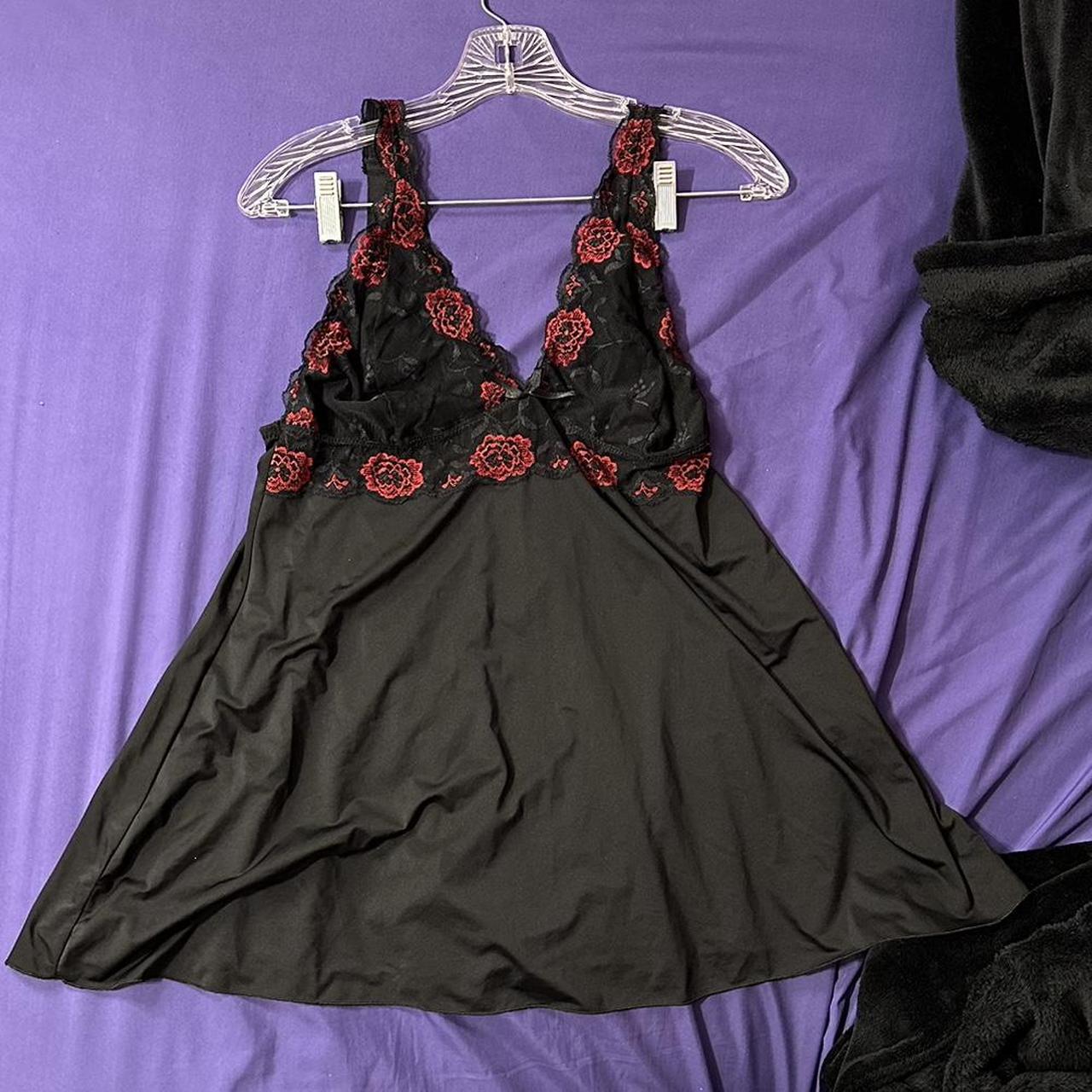 Black and red floral lace top babydoll from torrid... - Depop