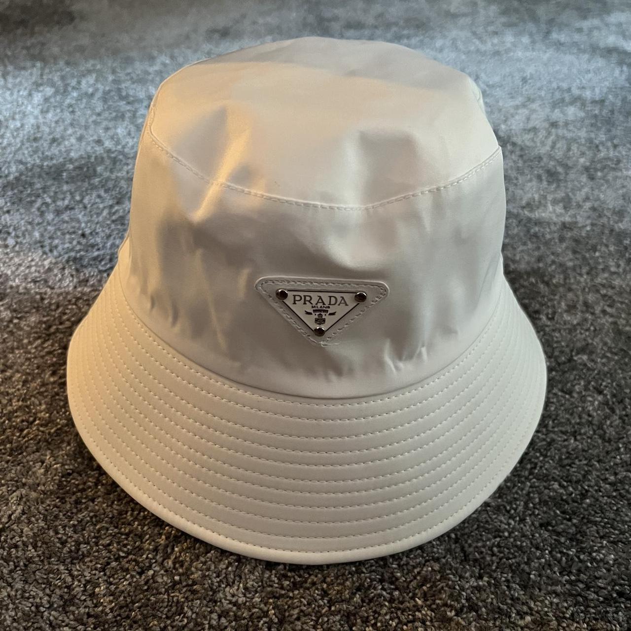 White Prada bucket hat cap. Brand New Please... - Depop