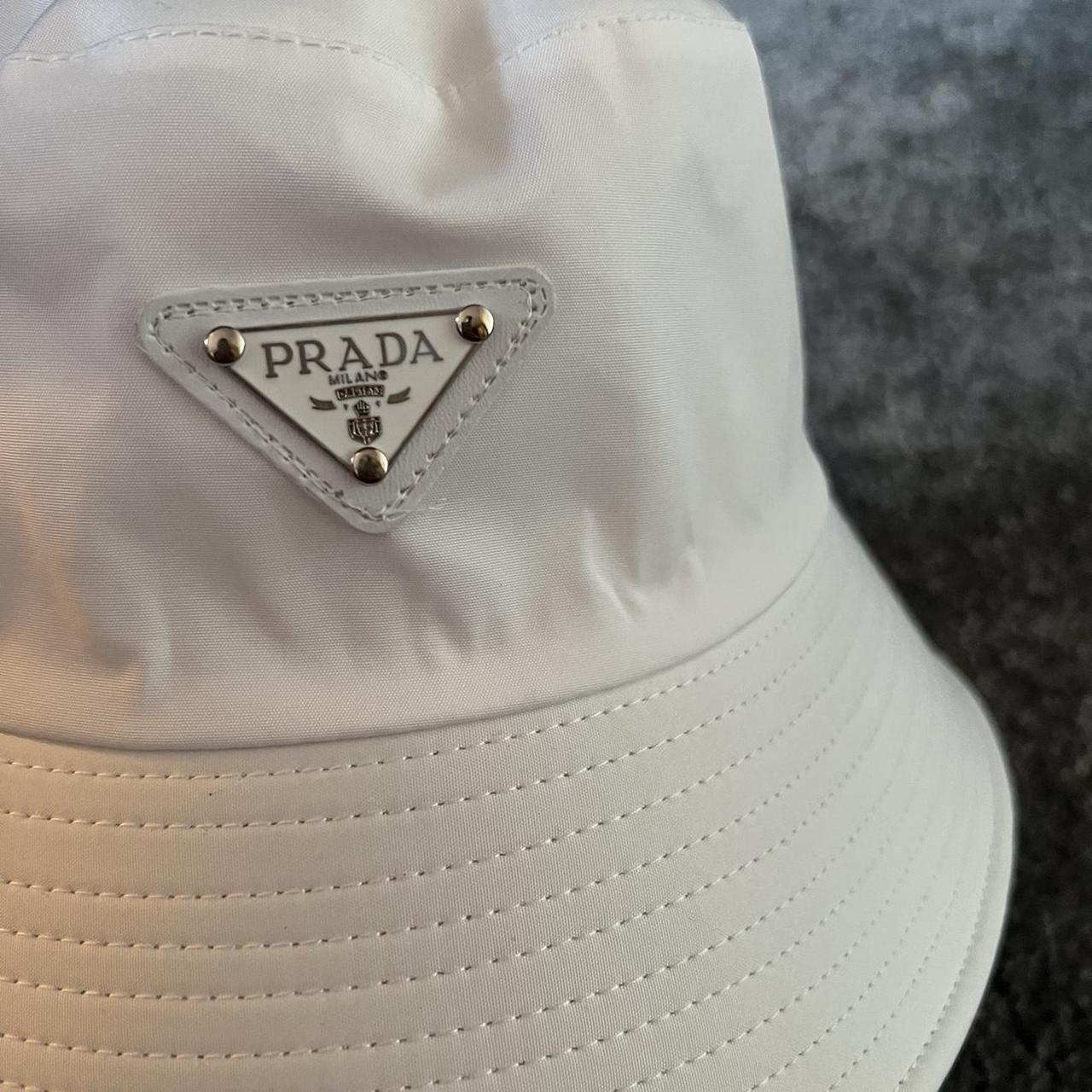White Prada bucket hat cap. Brand New Please... - Depop