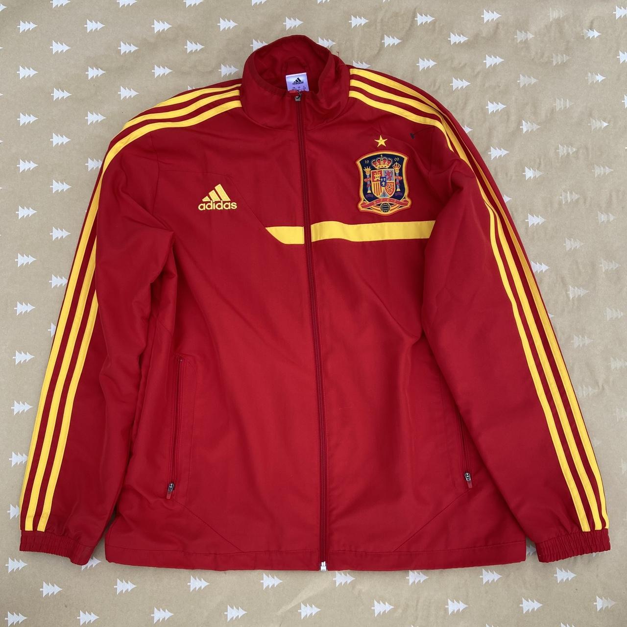 Adidas Spain Soccer Jacket Zip up Color: Red Size:... - Depop