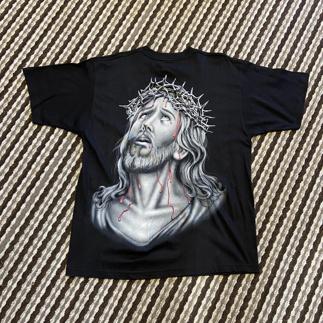 Vintage Y2K Jesus God Grunge Tee Big Print Back Hit... - Depop