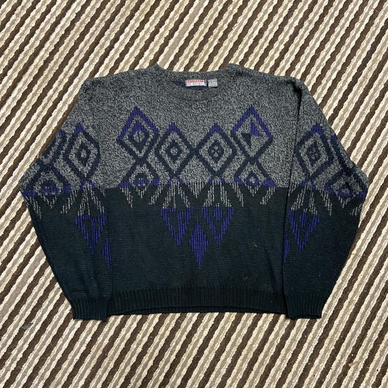 Vintage Saturdays Men’s L Sweater Geometric Knit... | Depop