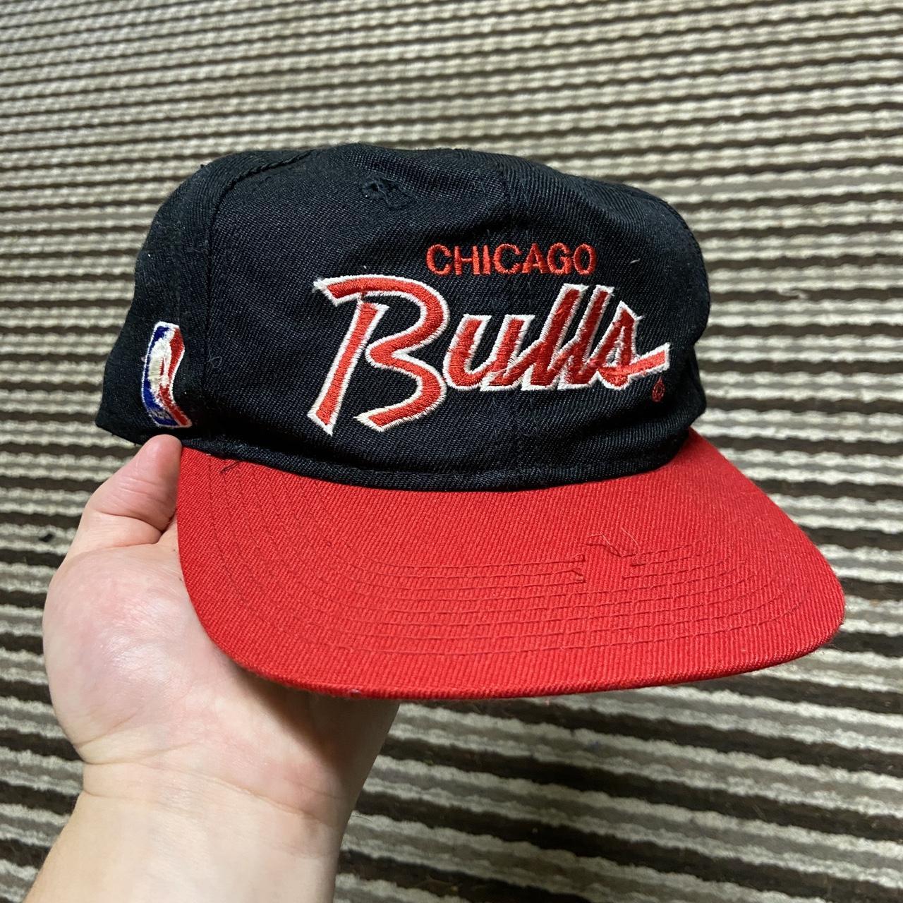 Vintage 90s Chicago Bulls Script SnapBack Hat Sports... | Depop