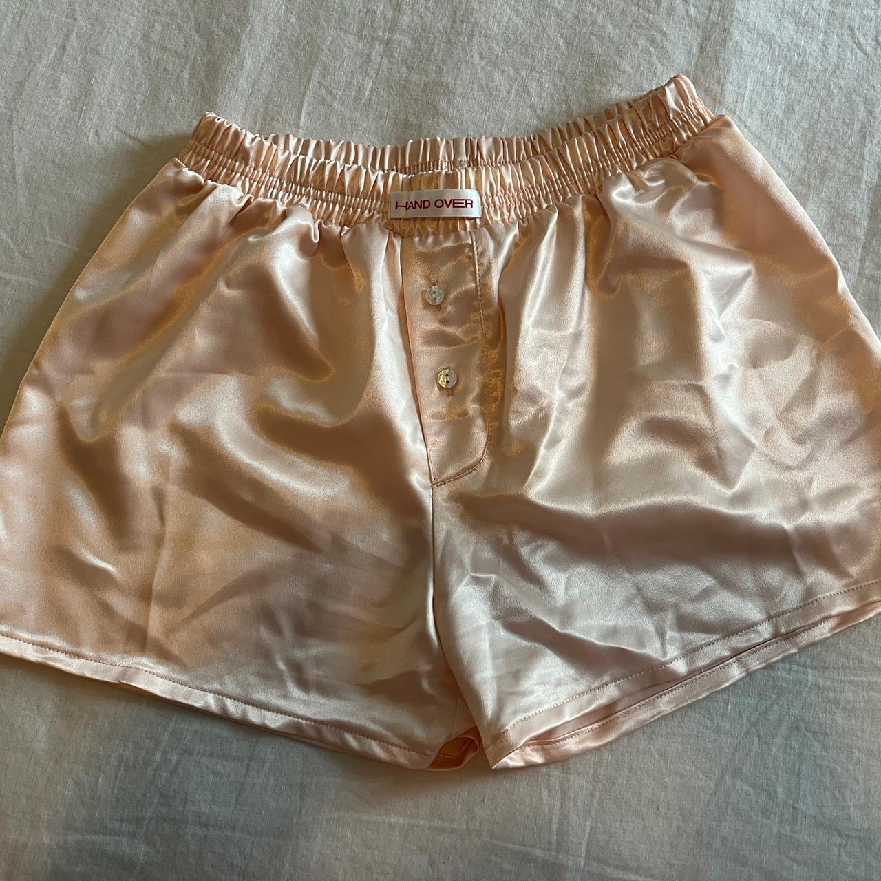 medium pink Hand Over boxer shorts, worn once this... | Depop