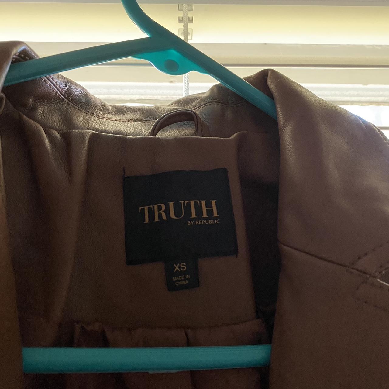 Xs Truth fux leather jacket , fits like small. Never... - Depop