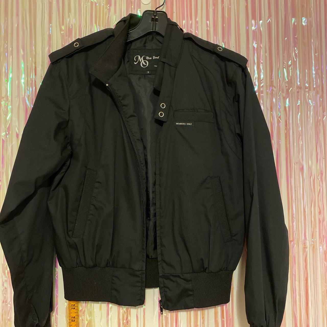 Black Members Only jacket Label size S All black... - Depop