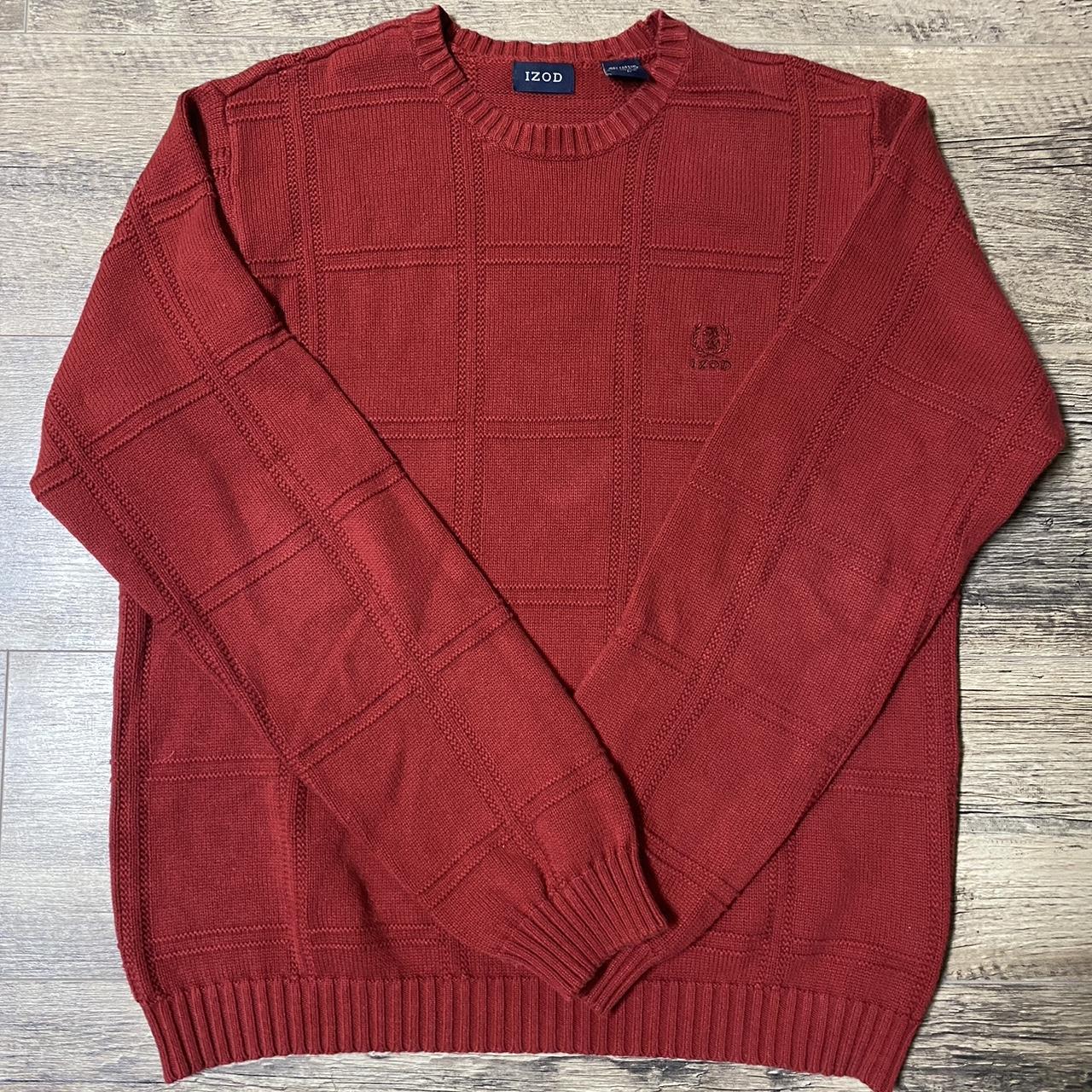 Izod red sweater #grandpasweater #izod #vintage - Depop