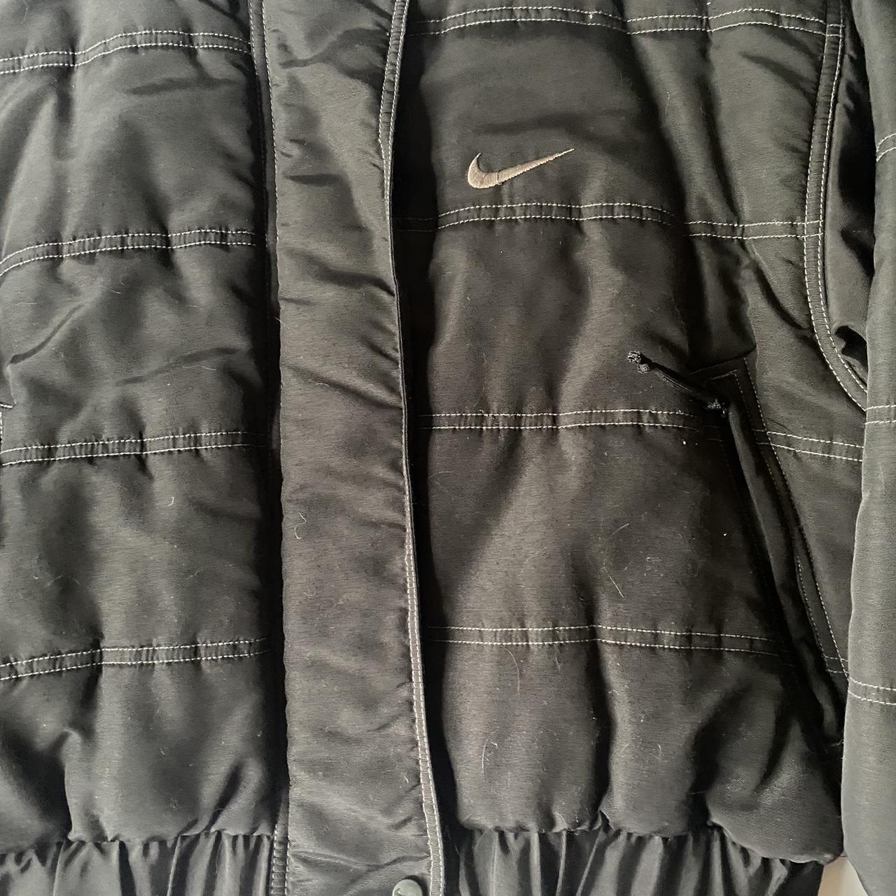 Nike black puffer jacket with embroidered logo and... - Depop