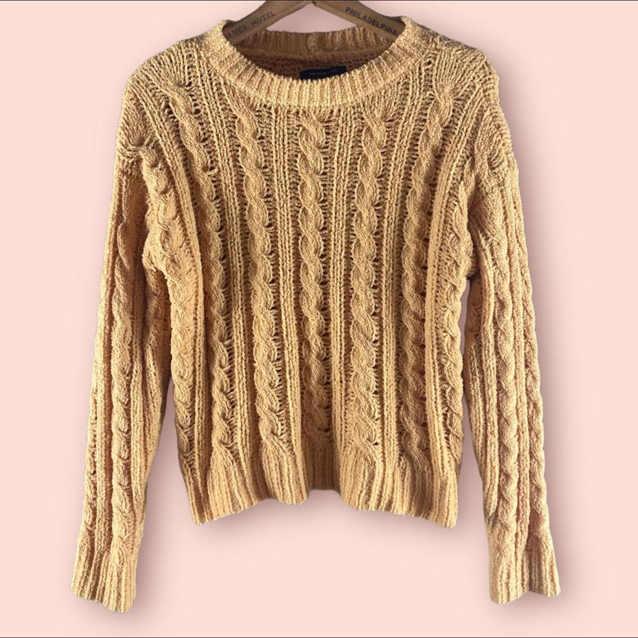 Yellow fluffy plush knitted sweater: marked a XXS,... - Depop