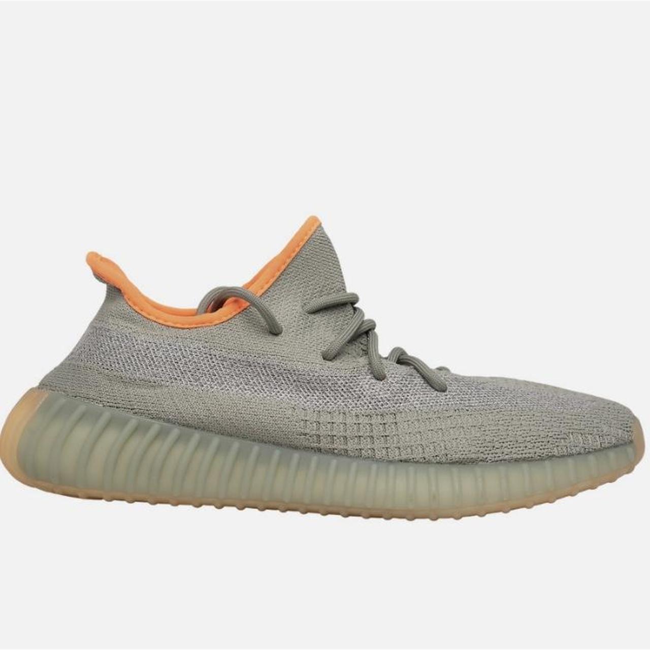 Yeezy Women's Grey and Orange Trainers | Depop