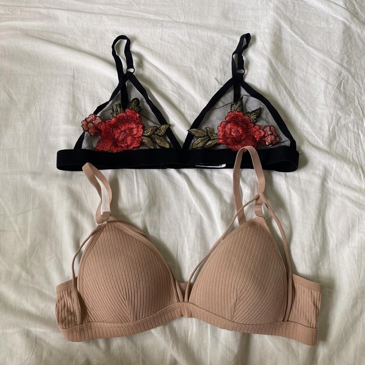 Shein bra x2 1 - floral rose e-girl mesh bra M 2 -... - Depop