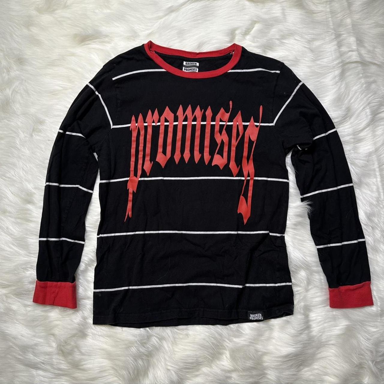 Broken promises black long sleeve shirt with white... - Depop