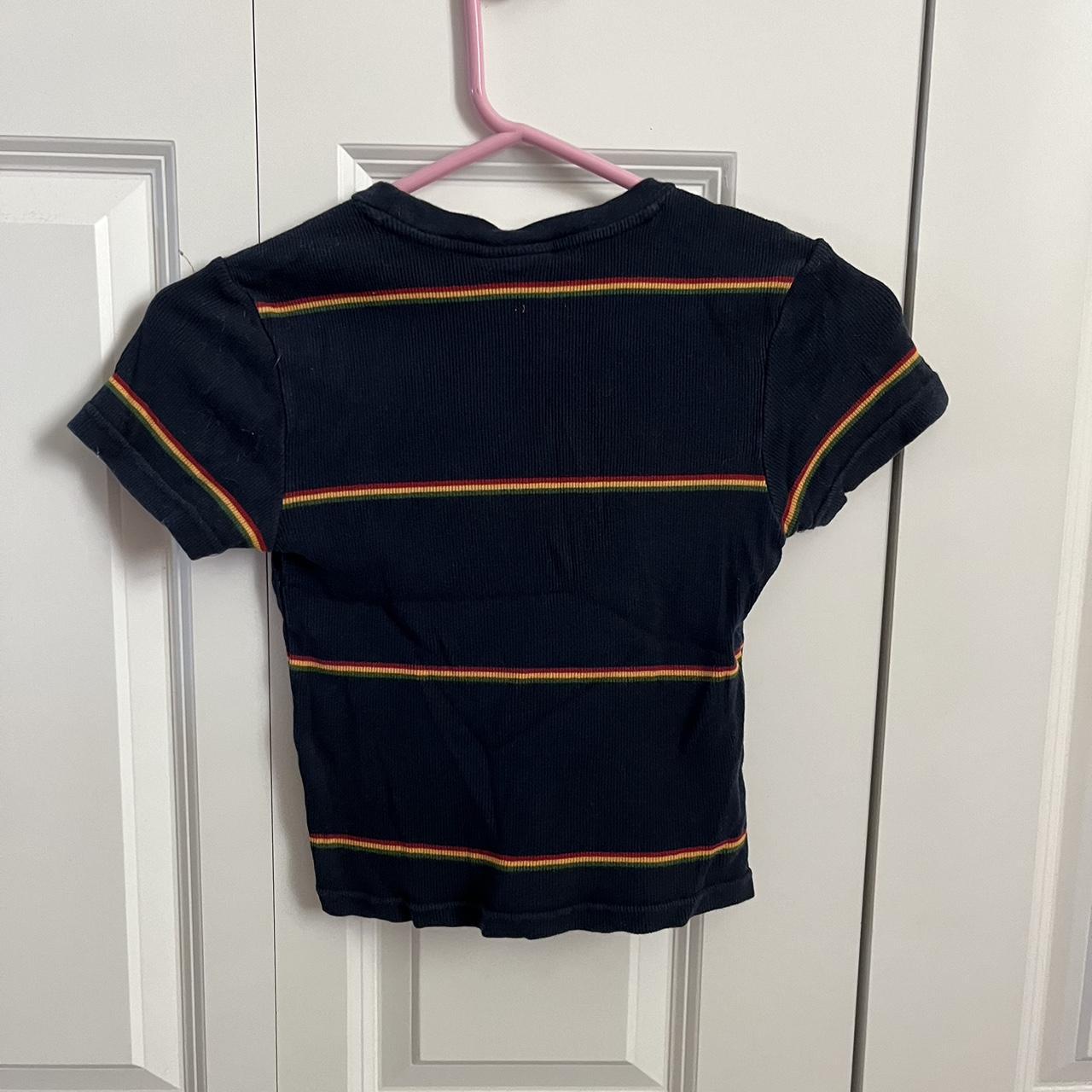 mighty fine target stripped crop top size... - Depop