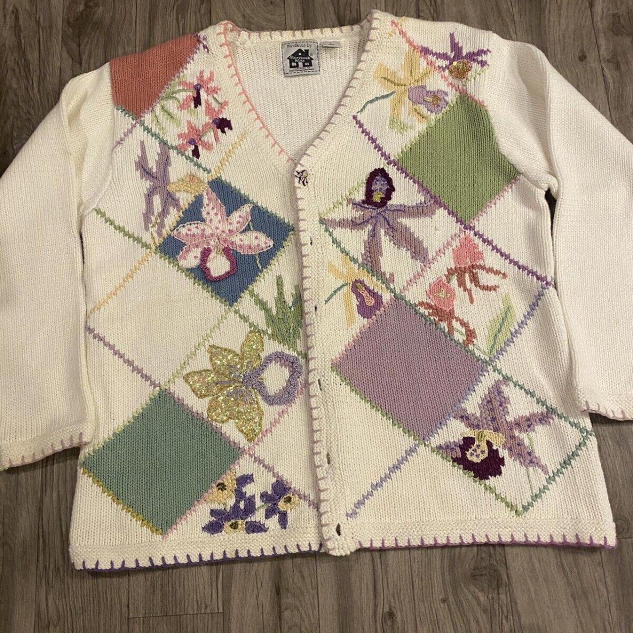 Storybook Knits Hand Knits Cardigan Spring Colorful... - Depop
