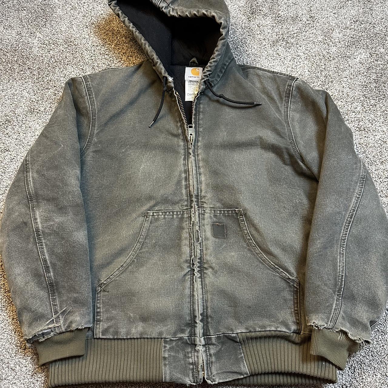 Vintage Carhartt J130 MOS Moss Green Hooded Jacket.... - Depop