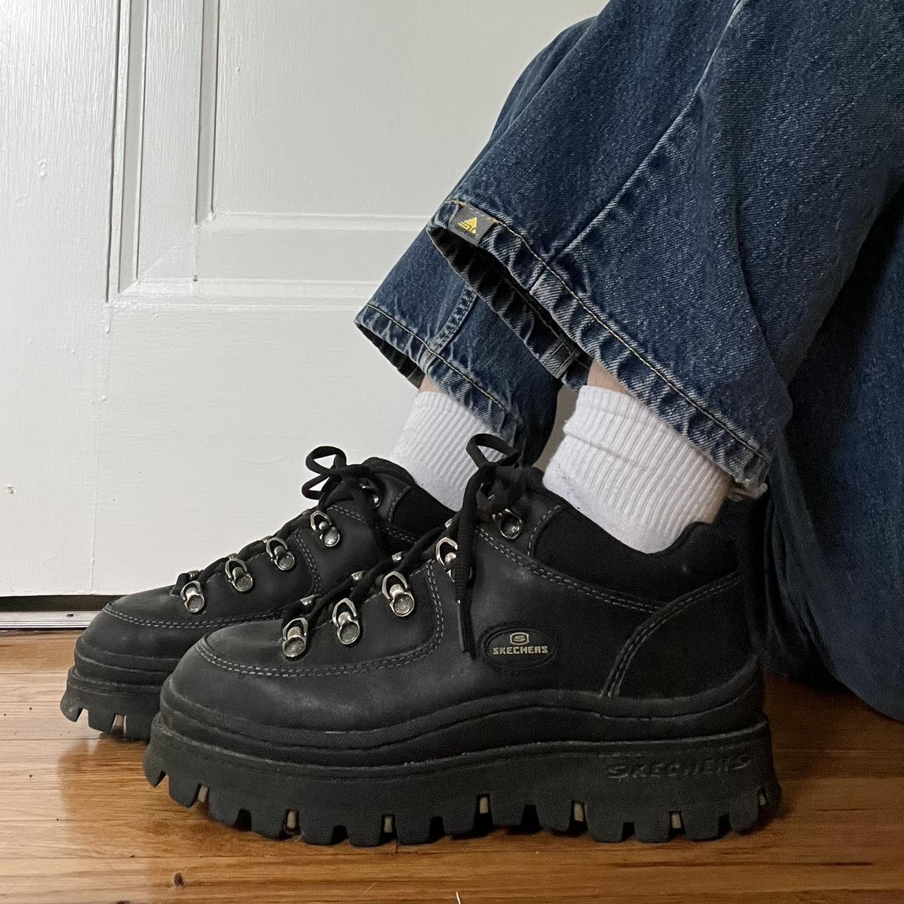 PLATFORM SKECHERS JAMMERS vintage 90s chunky black... - Depop
