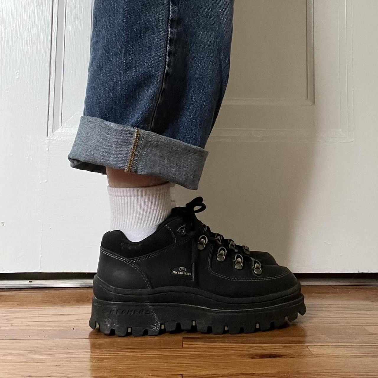 PLATFORM SKECHERS JAMMERS vintage 90s chunky black... - Depop