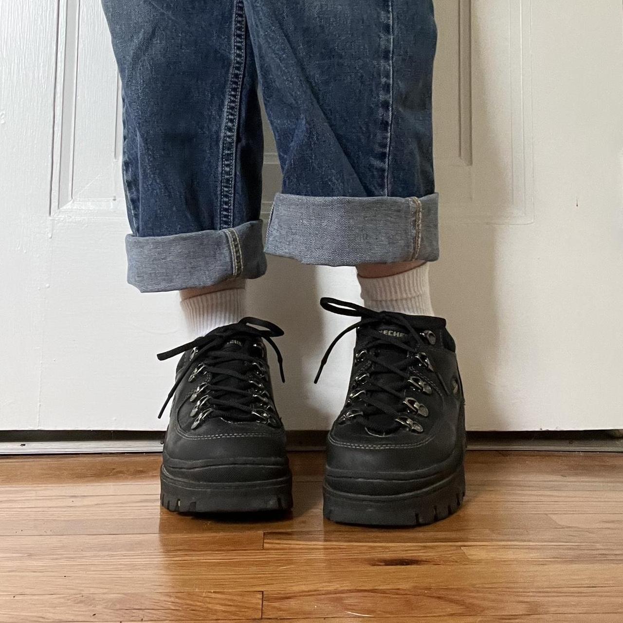 PLATFORM SKECHERS JAMMERS vintage 90s chunky black... - Depop