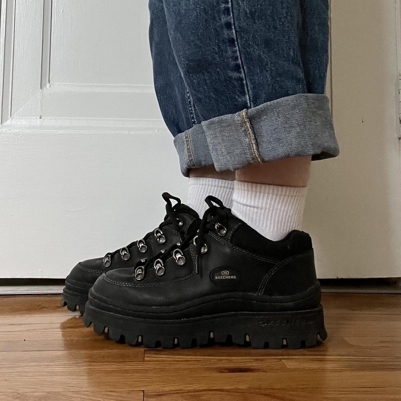 PLATFORM SKECHERS JAMMERS vintage 90s chunky black... - Depop