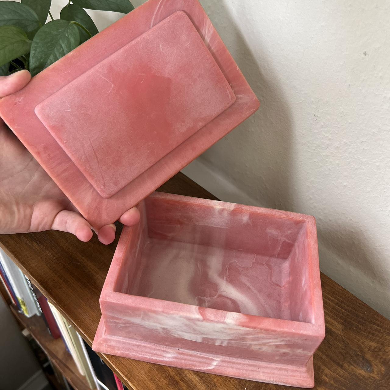 VINTAGE SOAPSTONE BOX pink marble looking box for... - Depop