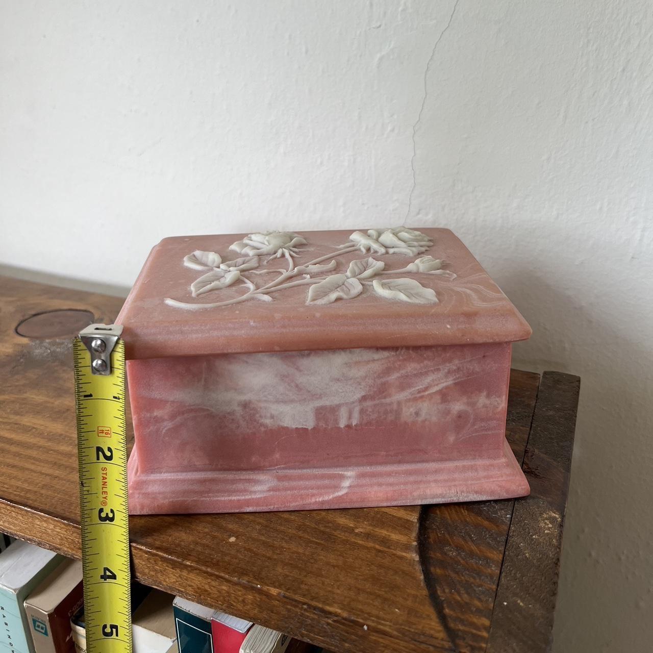 VINTAGE SOAPSTONE BOX pink marble looking box for... - Depop