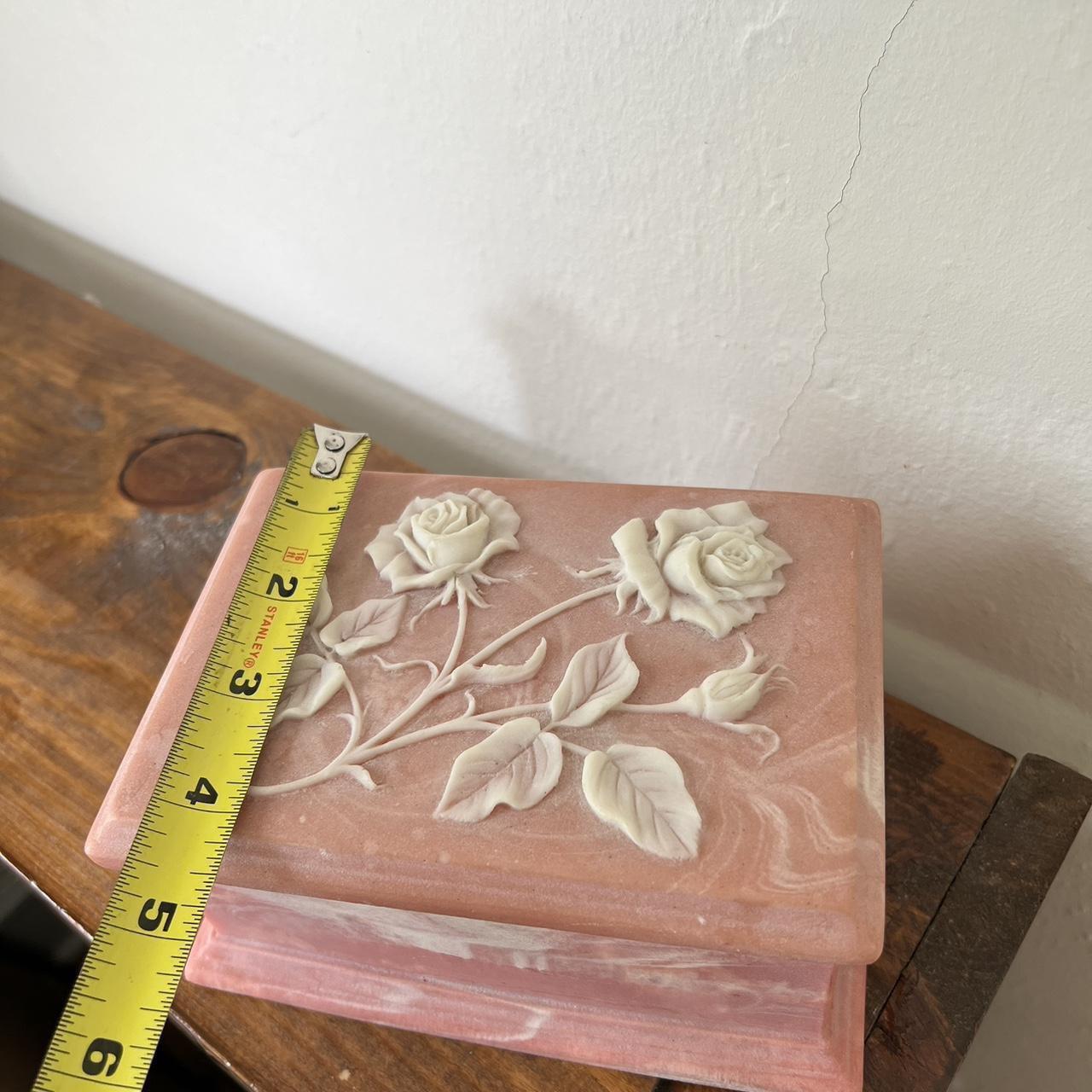 VINTAGE SOAPSTONE BOX pink marble looking box for... - Depop