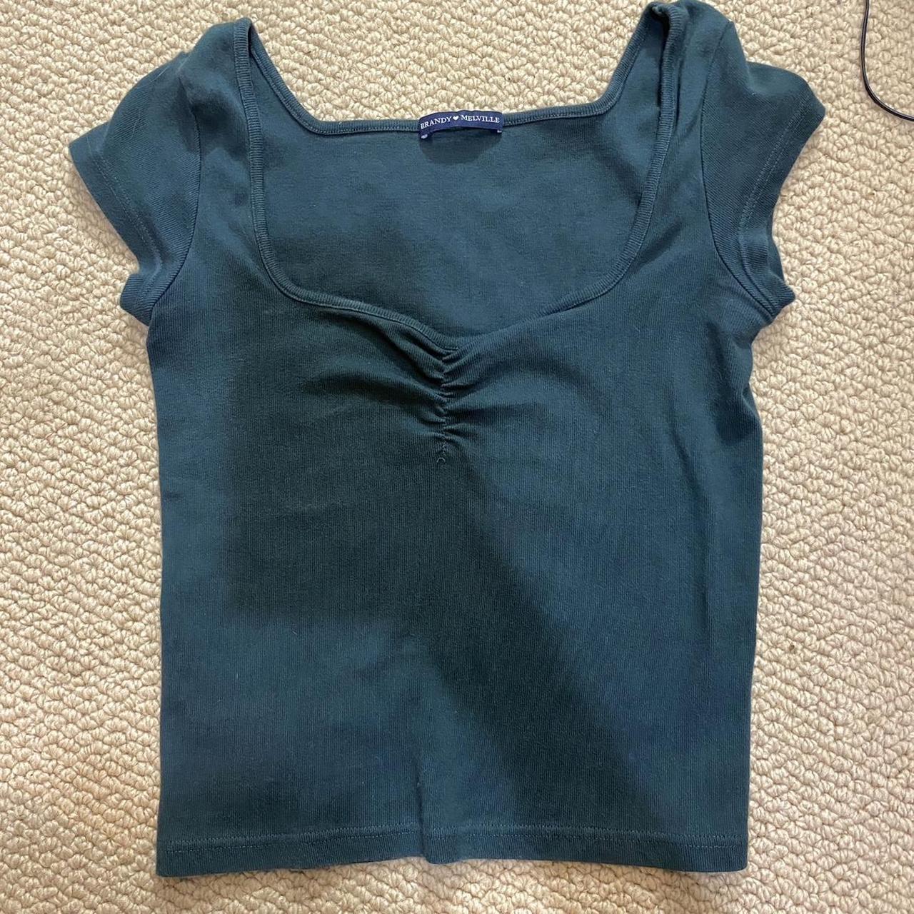 Brandy Melville short sleeve Mabel top in dark... - Depop