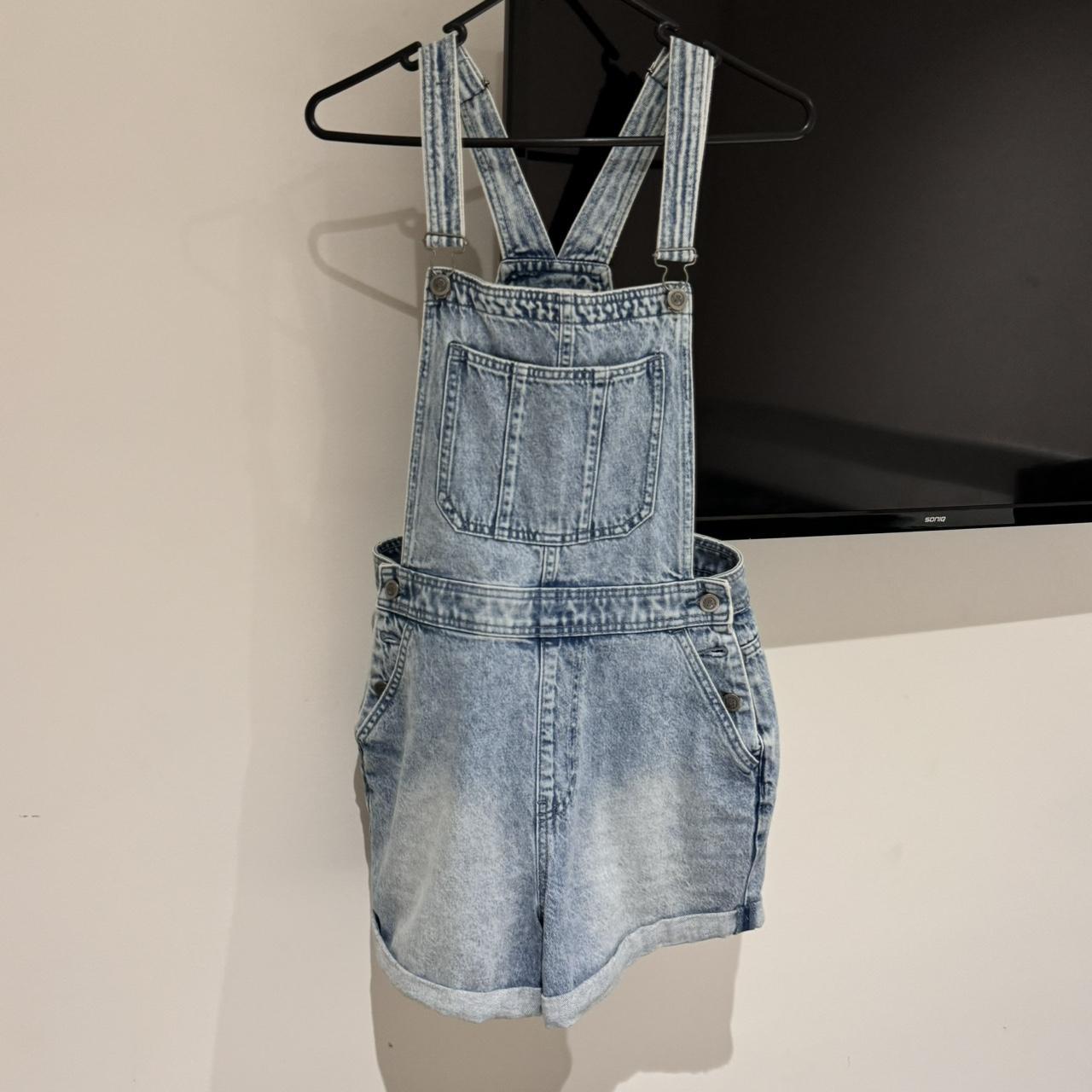 Target LiLy Loves denim short overalls. Size 8, worn... - Depop