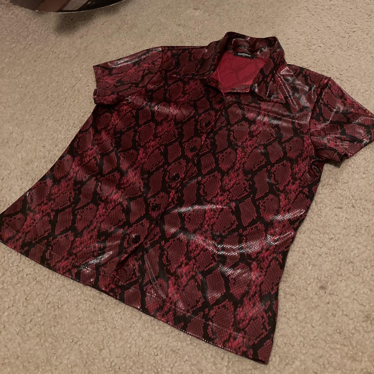 Vampy metallic red snakeskin print top. The print... - Depop