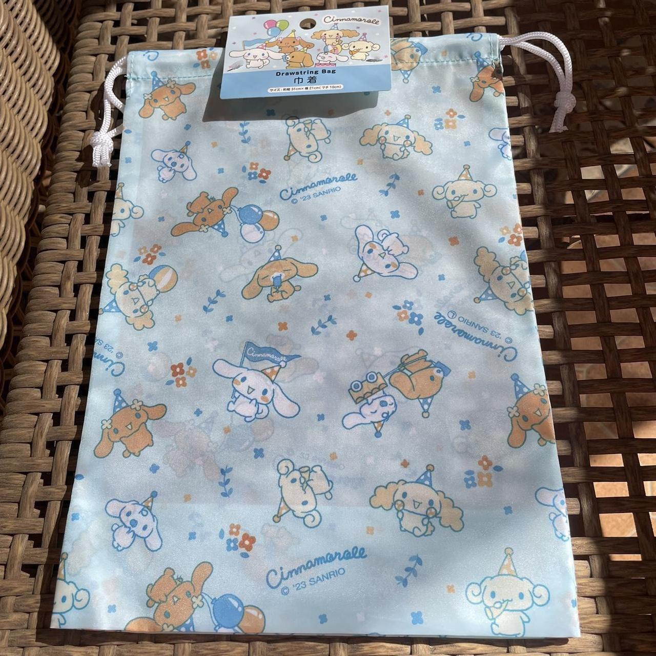 Sanrio blue drawstring bag with Cinnamoroll... - Depop