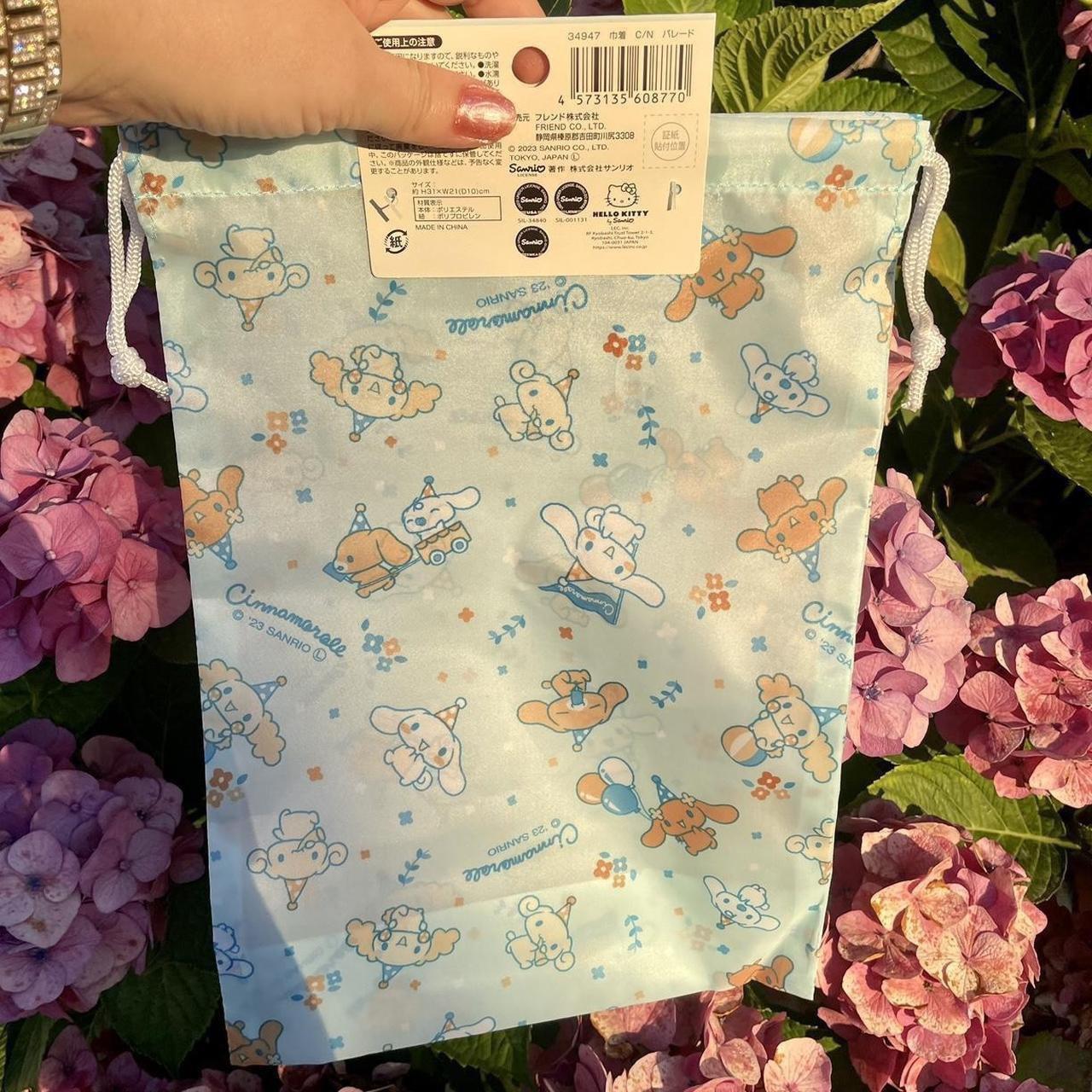 Sanrio blue drawstring bag with Cinnamoroll... - Depop
