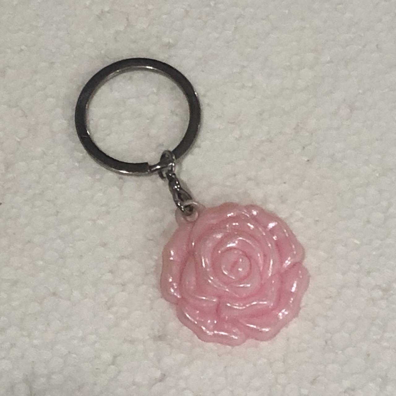 cute pink rose keychain! this handmade pink rose... - Depop
