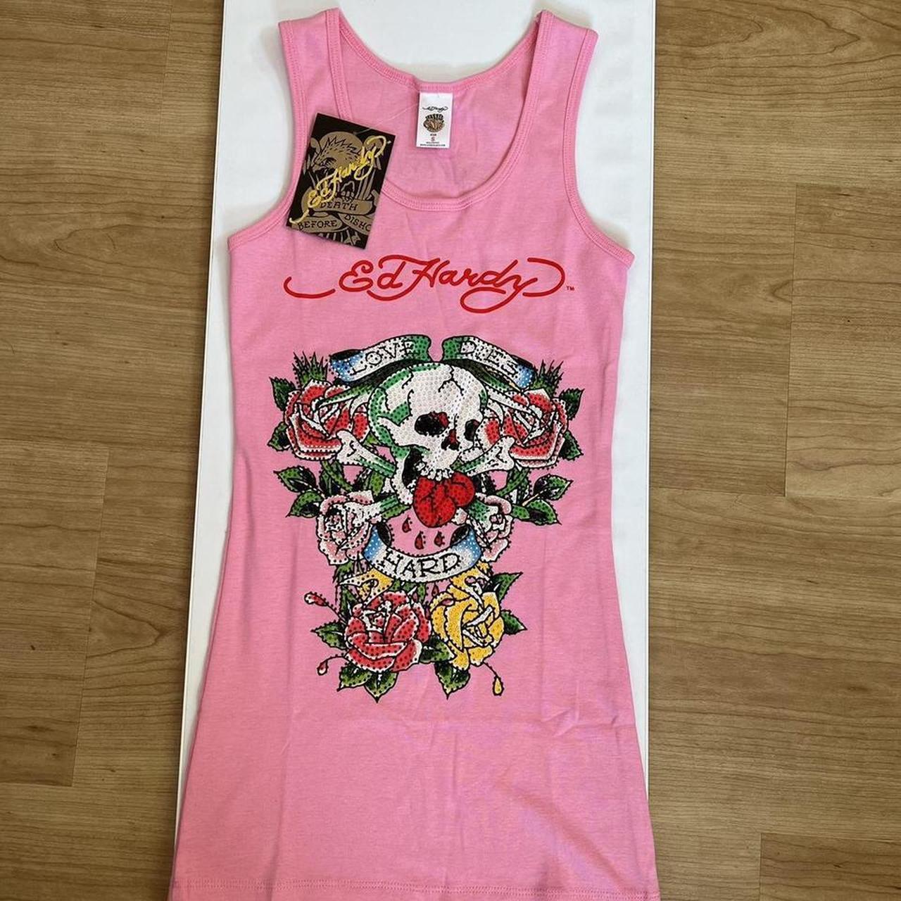 y2k pink Ed Hardy tank top! this Ed Hardy tank top... - Depop