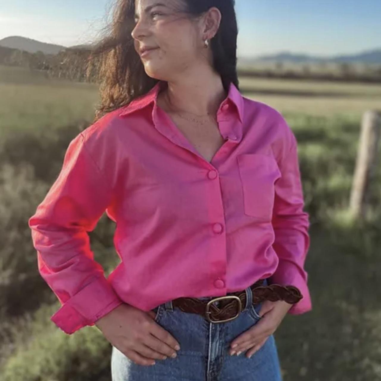 Reba Collection Pink button up shirt ... | Depop