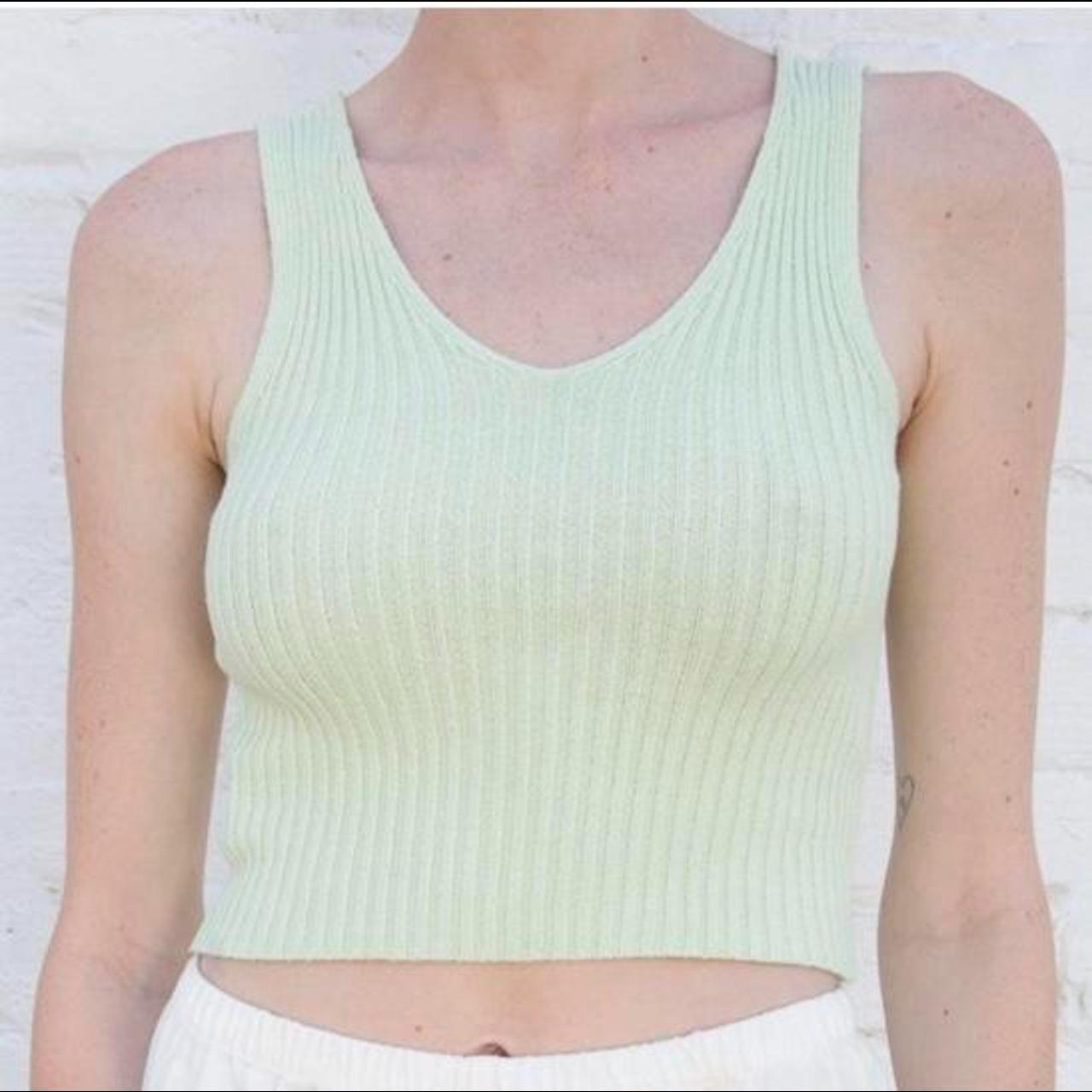 Brandy Melville mint green Rina tank top - knit v... - Depop