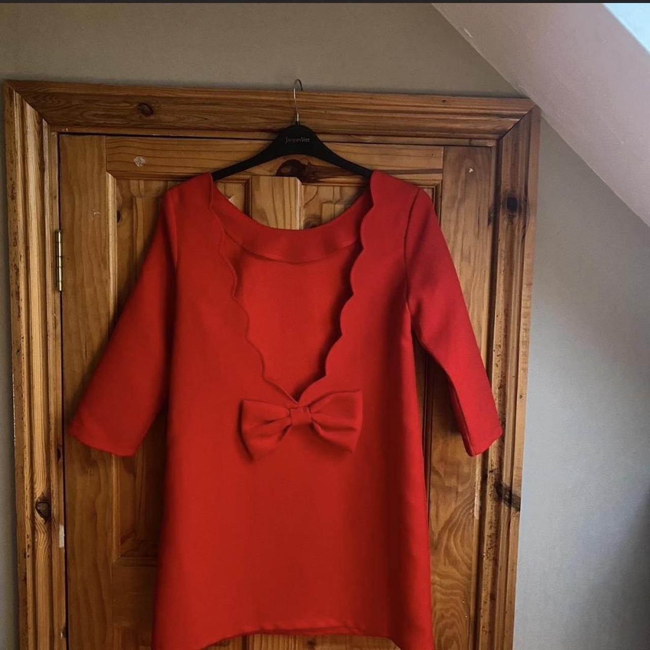 Red boohoo mini dress with a cut out bow back. Chic... - Depop