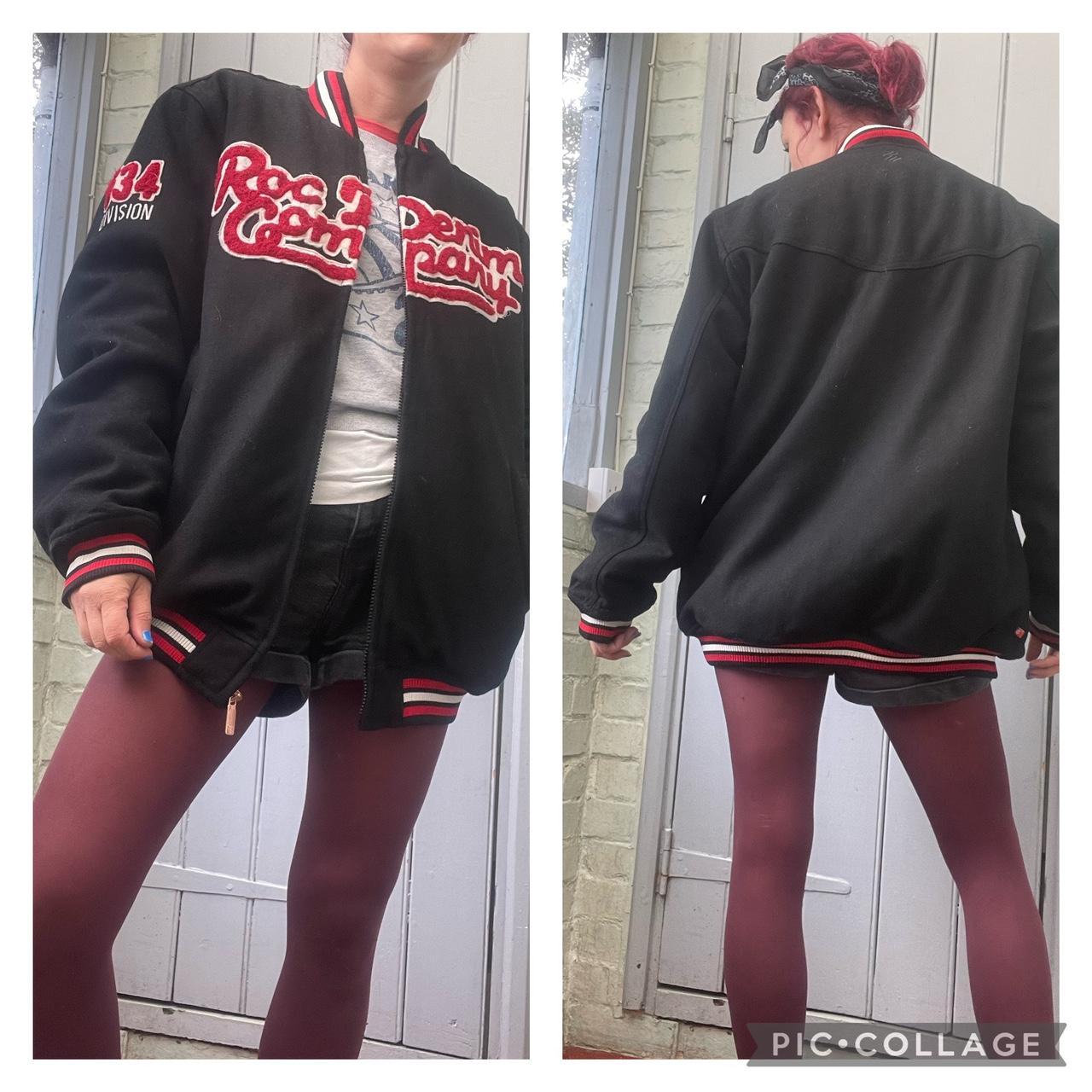 oversized baseball varsity bomber jacket medium... - Depop