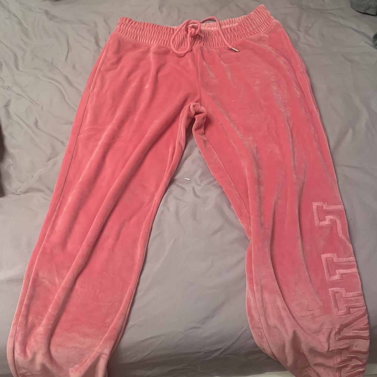 Super cute bright bubble gum pink pink velour sweats... - Depop