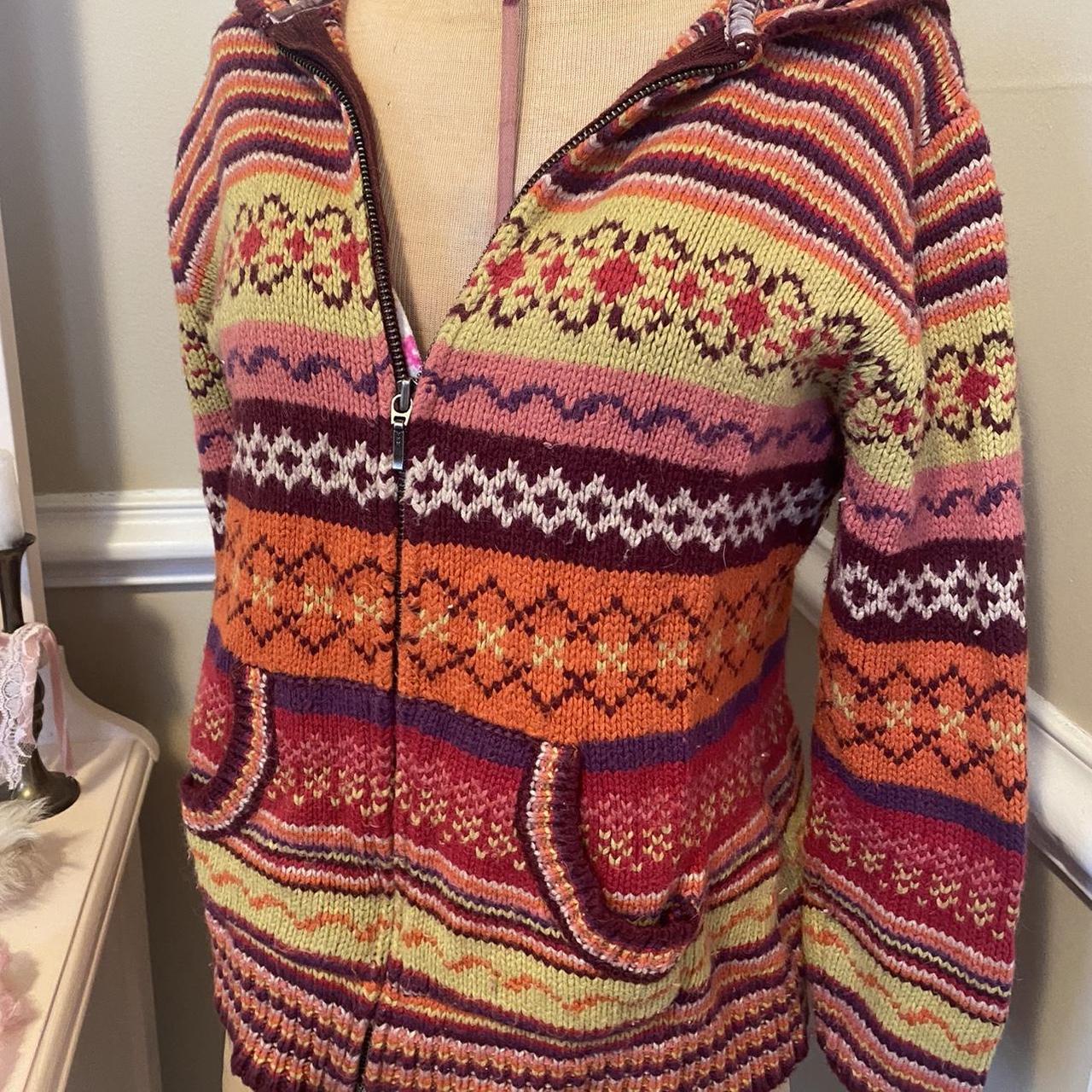 Colorful orange knit jacket very good reminds me of... - Depop