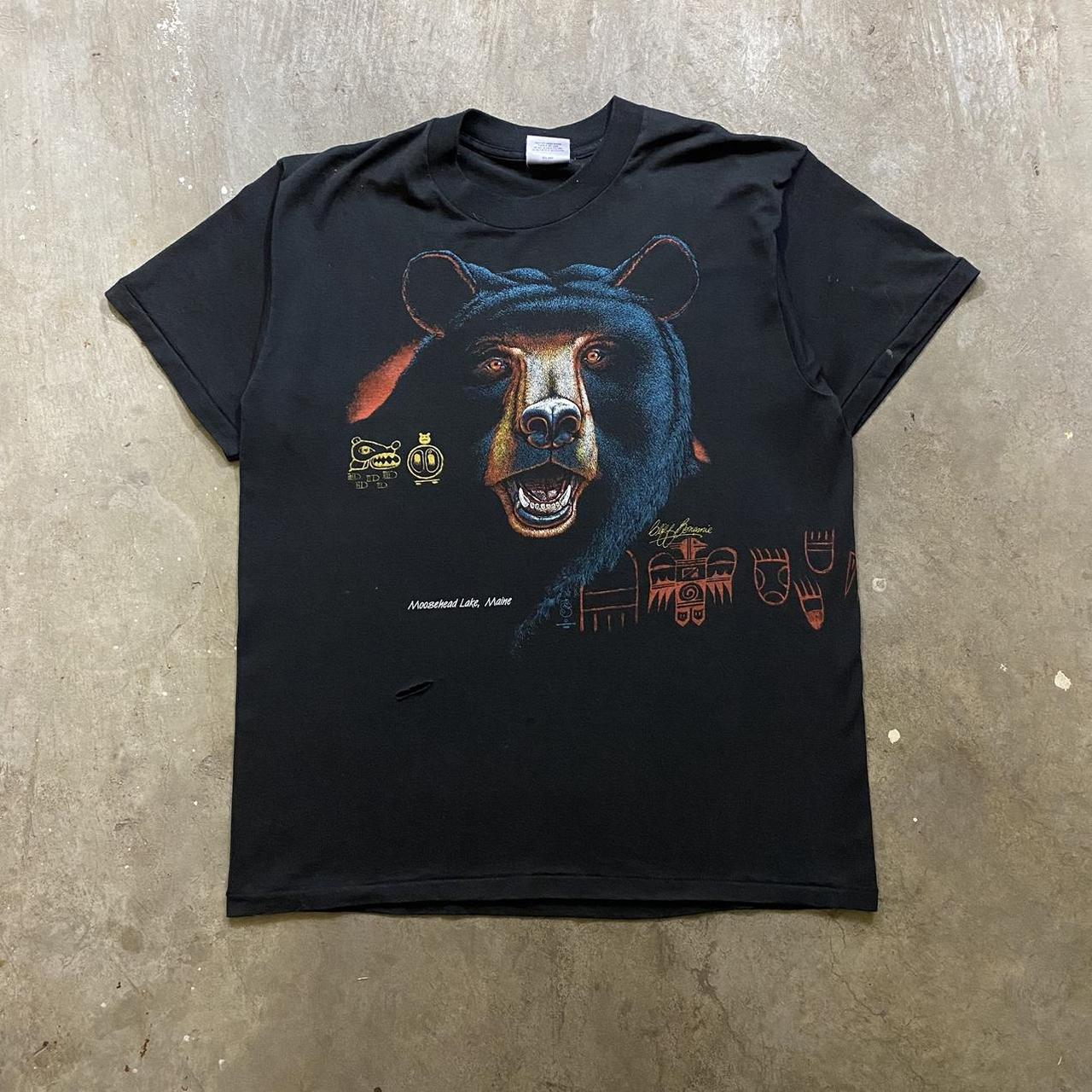 Vintage 90s Bear Animal Nature Single Stitch Tee... - Depop