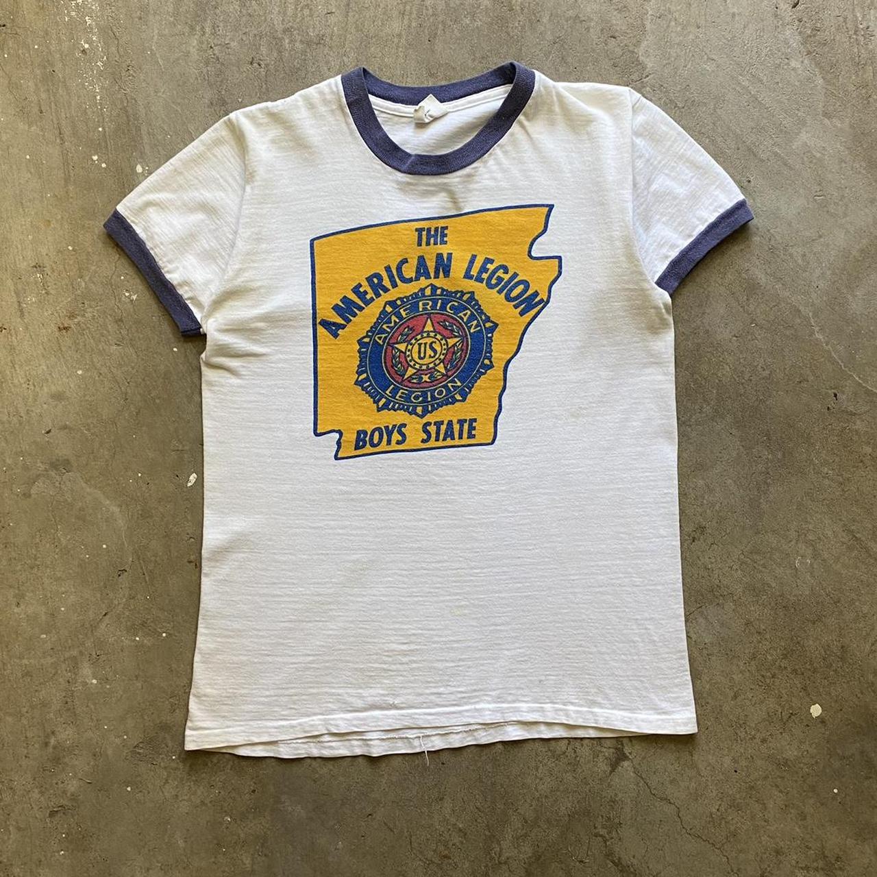 Vintage 80s Ringer Tee *stain MEASUREMENTS: CHEST:... - Depop