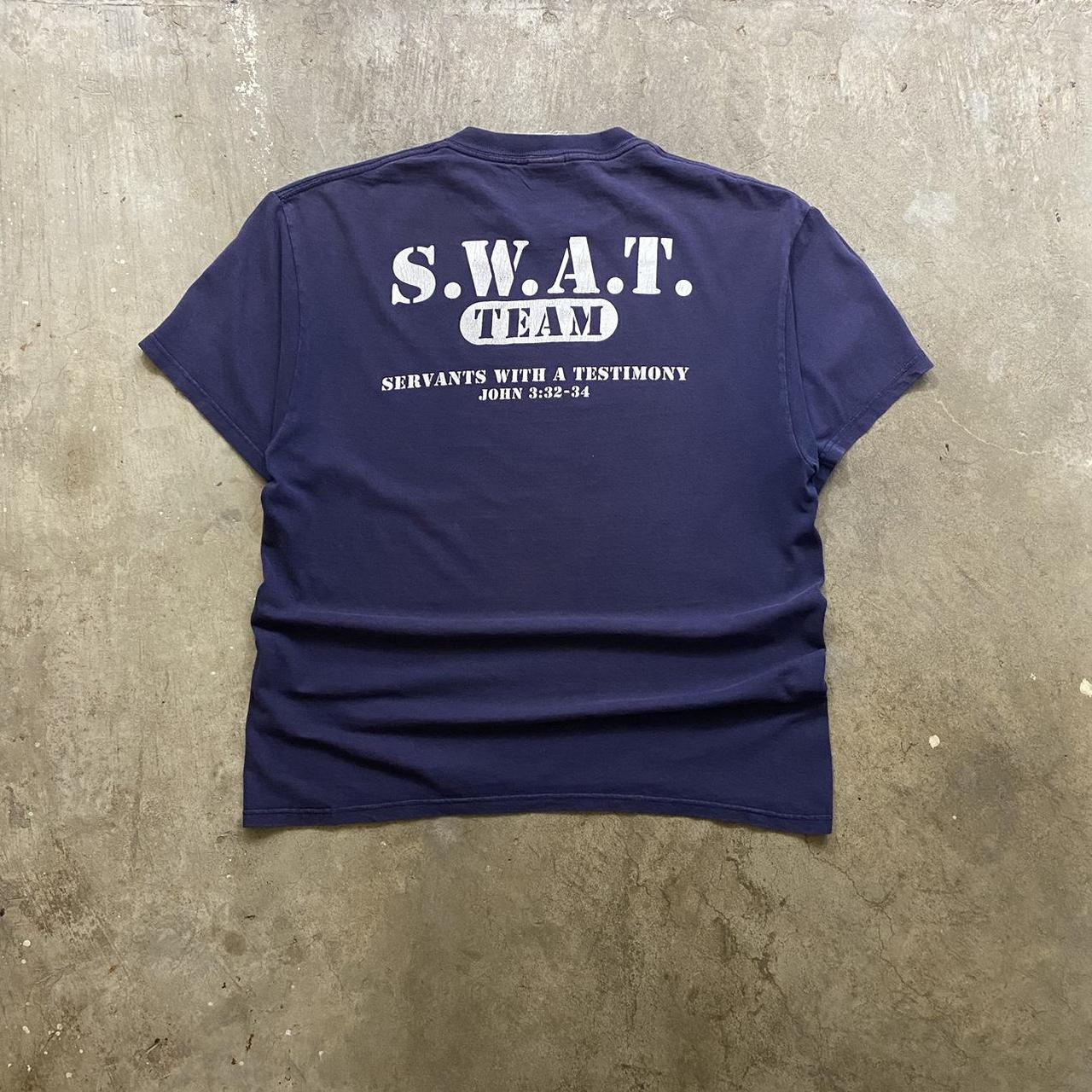 Y2K Jesus SWAT Skater Tee *paint... - Depop