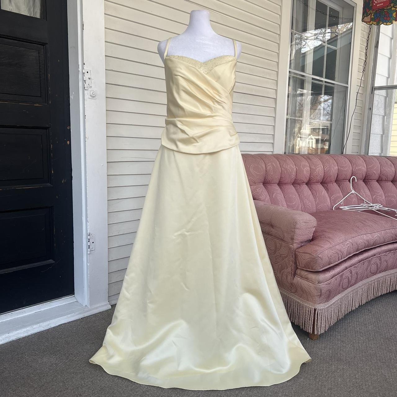 Women's Cream and Yellow Dress | Depop