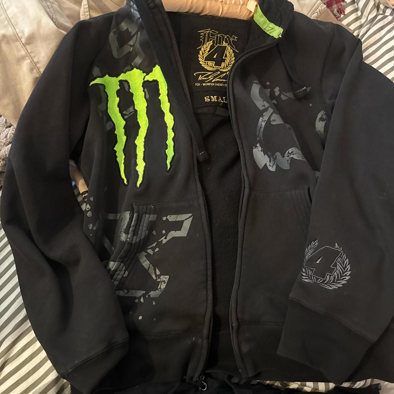Monster energy Fox Racing Zip up hoodie Size small... - Depop