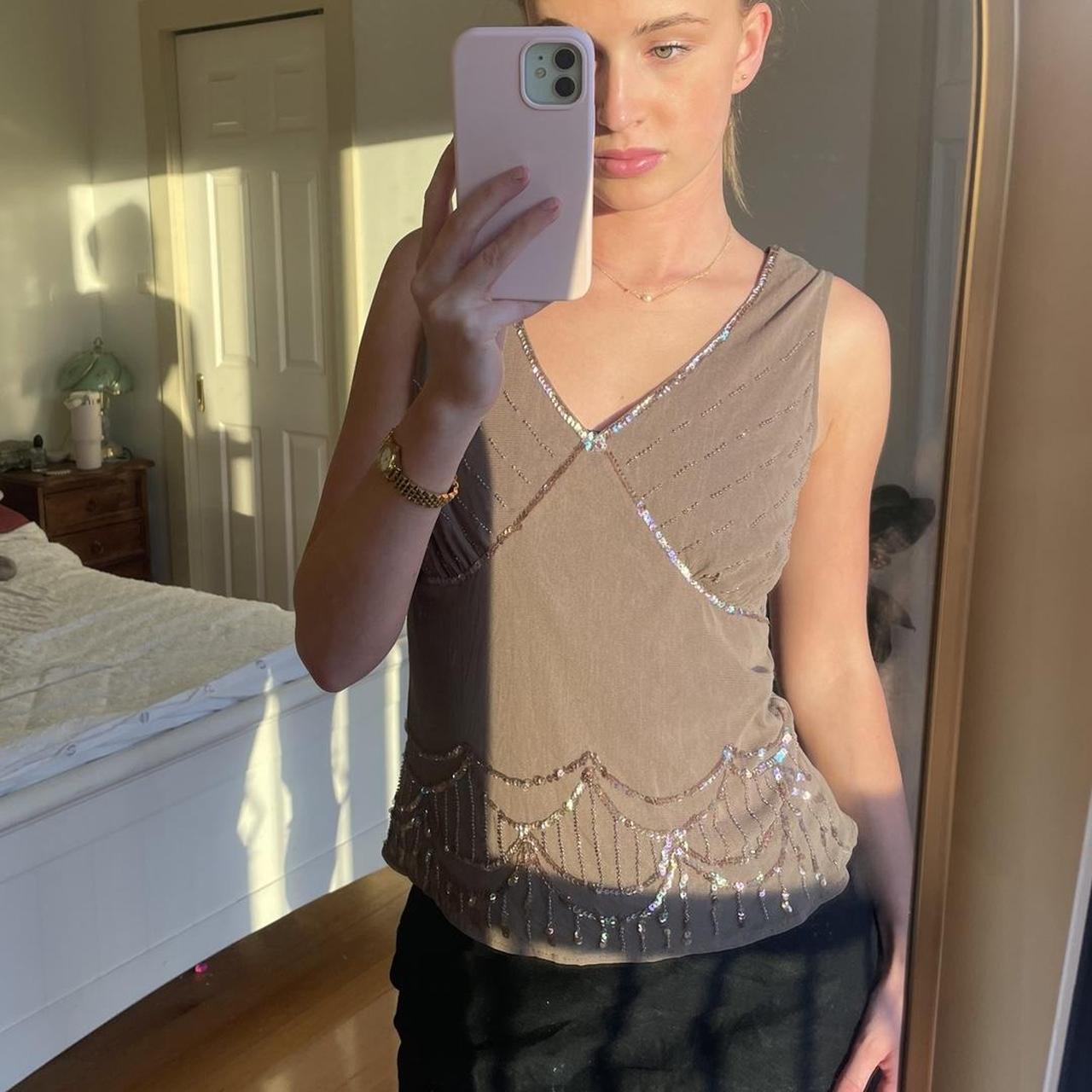 Bedazzled top from Temt Label is missing from the... - Depop