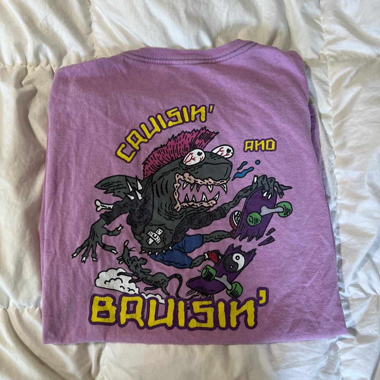 oversized comfy tee size: large sick design on... - Depop