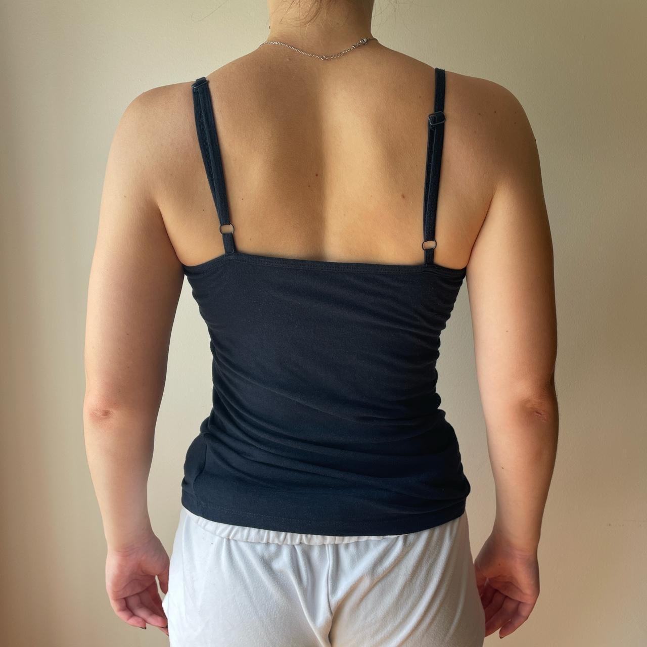 Navy blue cami milkmaid tank top Lace trimming on... - Depop
