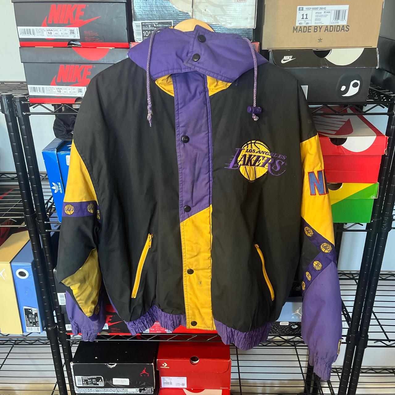 90s Vintage Lakers Puffer Jacker 90s pro player los... - Depop