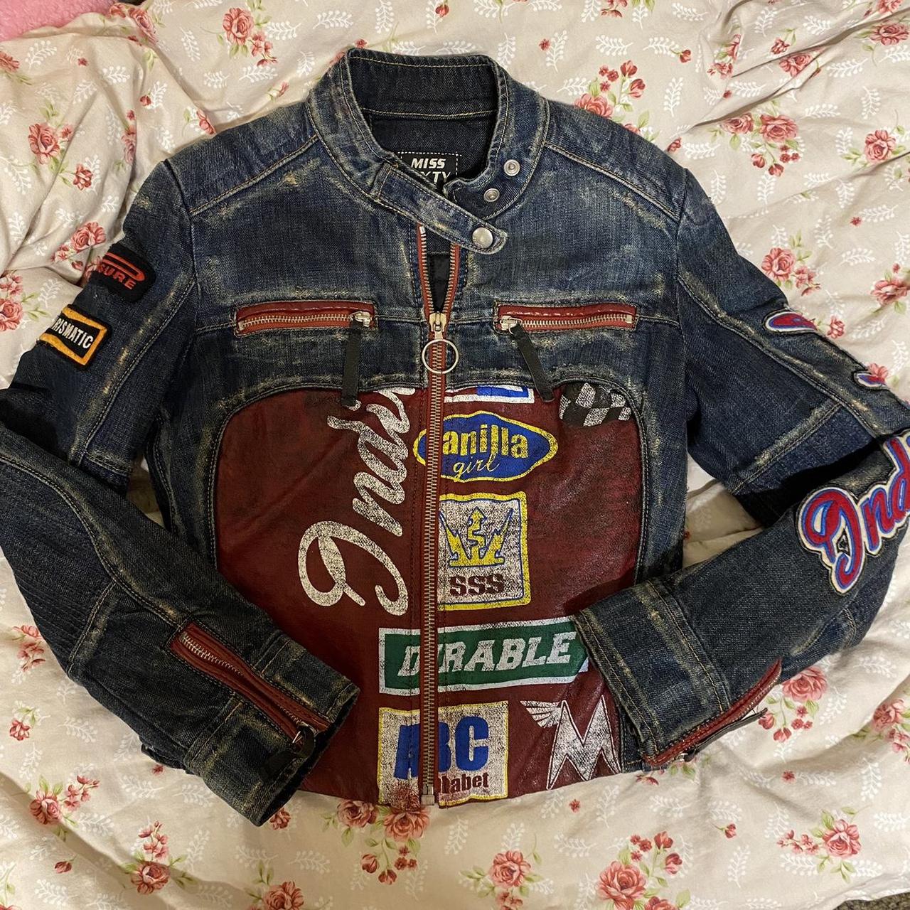 MISS SIXTY RARE DENIM MOTO BIKER JACKET -size small - Depop