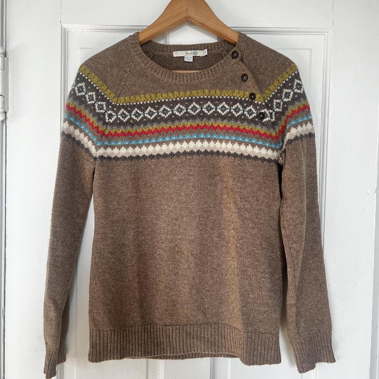 BODEN Wool Blend Nordic Sweater in Size 6 Pit to... - Depop